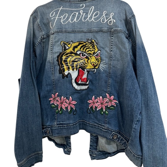 torrid | Jackets & Coats | Torrid Premium Denim Jacket With Tiger And ...